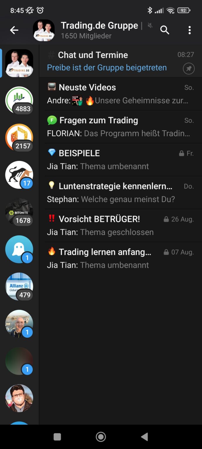 Beste Deutsche Trading Gruppe (Kostenlos via Telegram)